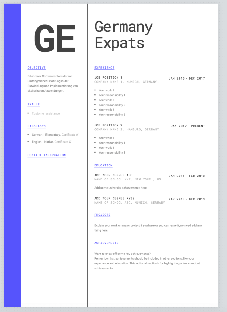 9 German CV Samples - New Resume Templates 2025