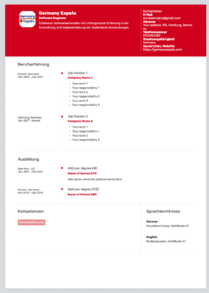 9 German CV Samples - New Resume Templates 2025
