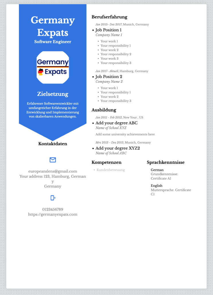 9 German CV Samples - New Resume Templates 2025
